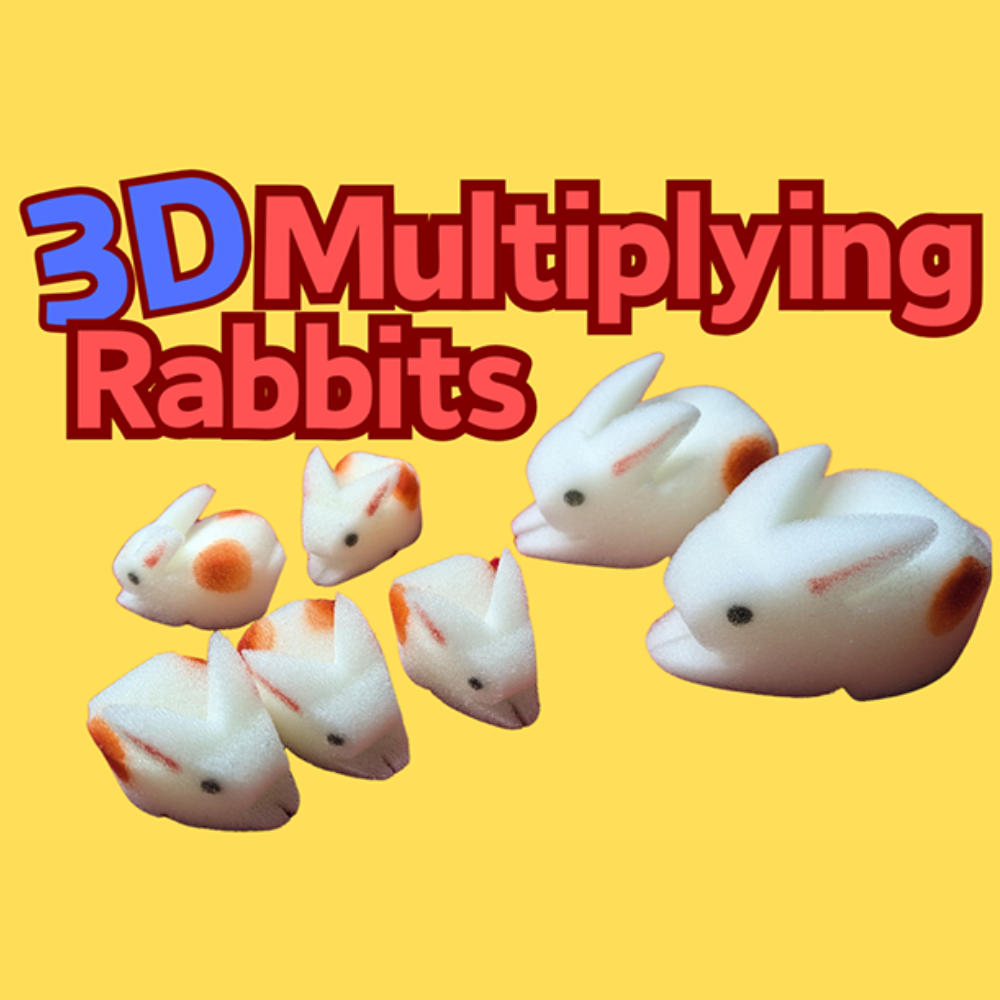 Multiplication de Lapins en 3D (7 pièces : maman, papa et 5 bébés ...
